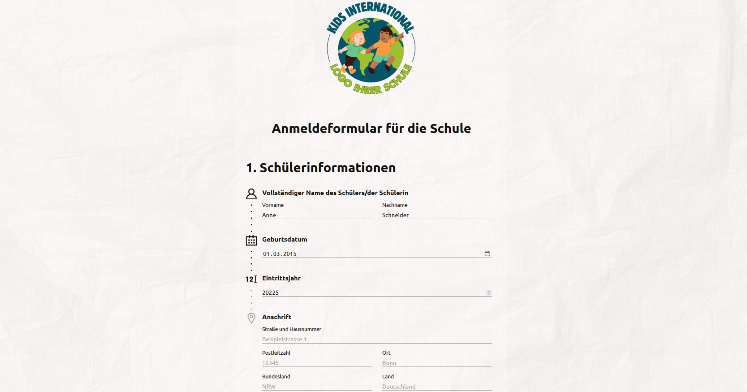 Anmeldeformular Muster von AidaForm | DSGVO-konforme kostenlose Vorlagen