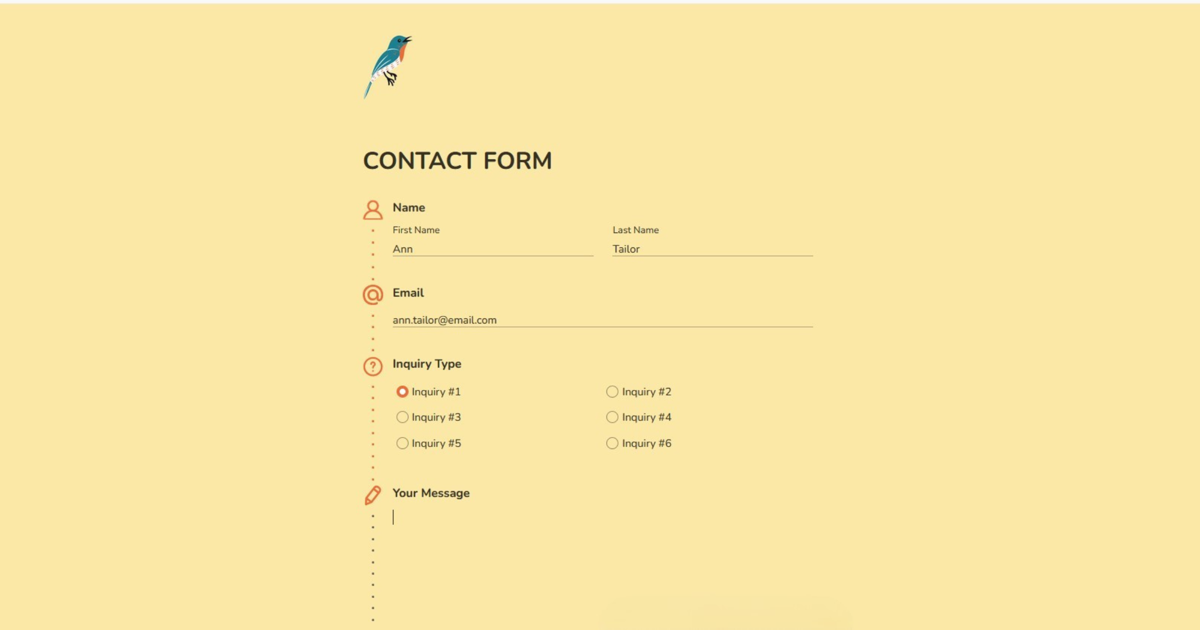 Enquiry Form Templates - Inquiry Forms | AidaForm Templates